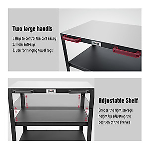 Feasto Large Movable Pizza Oven Table for Outdoor, 36''x 24'' Tabletop Stainless Steel Grill Cart with Wheels, 3-Shelf Outdoor Kitchen Prep Table Pizza Oven Stand on Wheels for Ooni 16, Blackstone