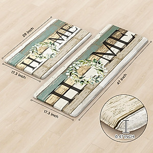 KIMODE Kitchen Mats 2PCS,Cushioned Anti Fatigue Farmhouse Kitchen Rugs and Mats,Non Skid Waterproof Kitchen Mats for Floor,Comfort Foam Standing Desk Mat for Home,Office,Sink,Laundry