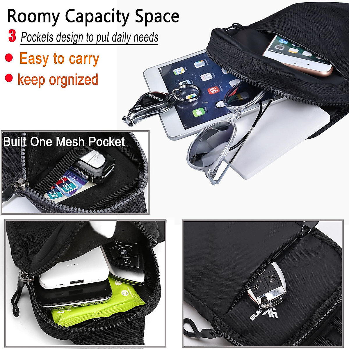 Mini Sling Bag for Women Men Small Crossbody Bag Shoulder Backpack Fanny Packs Casual Phone Chest Bag for Travel Hiking Personal Pocket Bag