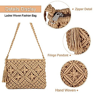 LUI SUI Women’s Handwoven Crossbody Purse Summer Beach Clutch Purses Woven Handmade Shoulder Handbag