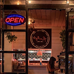 Open LED Sign, Ultra Bright LED Business Open Sign, Advertisement Board High Visibility Electric Display Sign,18.9x8.3inch Two Modes Flashing&Steady Light for Business,Walls,Window,Shop,Bar,Hotel