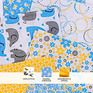 Quilbrics Precut Quilting Fabrics Cotton 7 Pieces Squares Quilt Layer with Designs and Strips for Quilters Size 18 x 22 Inches | 100% Cotton Fabric with Less Shrinkage High Density