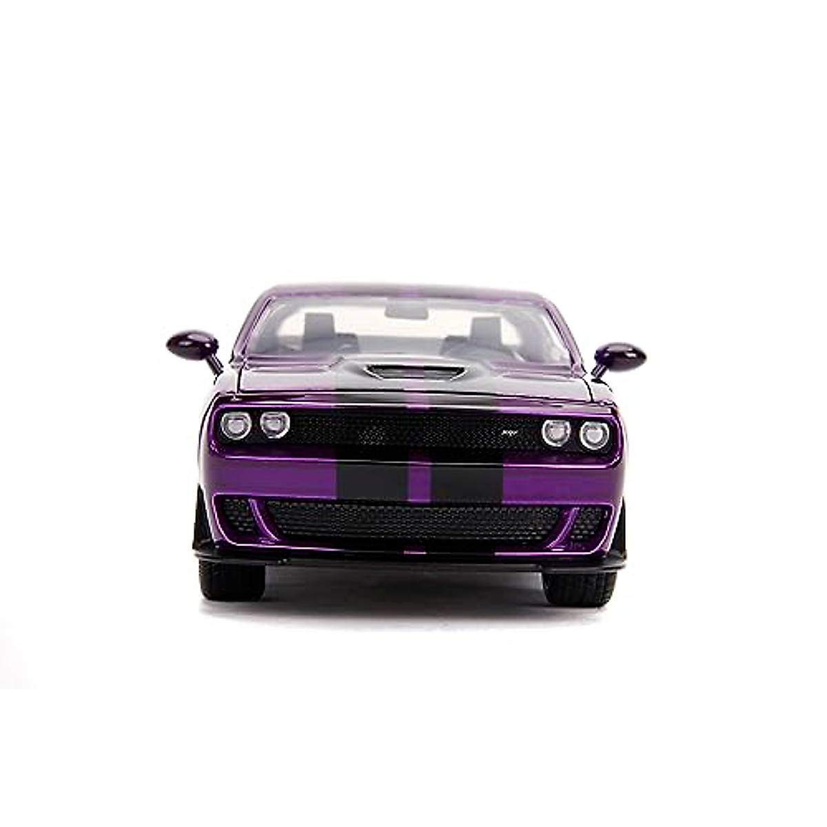 2015 Challenger SRT Hellcat Purple with Black Stripes Big Time Muscle 1/24 Diecast Model Car by Jada 31063