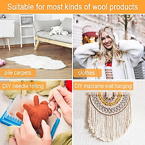 Carpet Rake Sheepskin Wool Brush and Sheepskin Brush Cleaner Comb, More Suitable for Pile Carpets/Rugs, for Carding Fur, Restore Carpets Softness and Texture (Wood, 2PCS(Big+ Small)