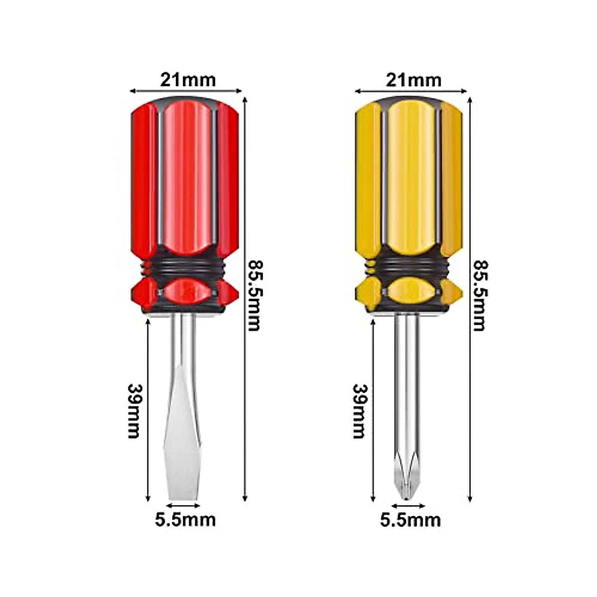 Buspoll short screwdriver set two-color small handle stubby screwdriver Phillips screwdriver and flat head screwdriver