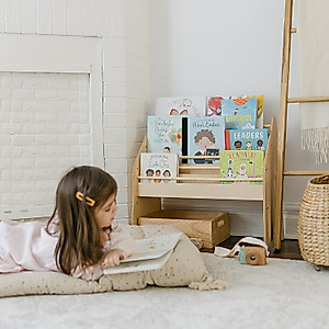 Montessori Bookshelf Kids Toddler Bookshelf Wood Bookcase Storage Kids Room Storage Playroom Kids Furniture Toddler Gift 2nd 3rd Birthday (Medium, White)