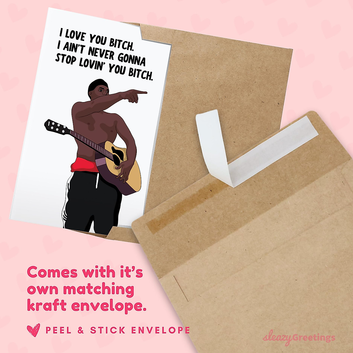 Sleazy Greetings Funny Birthday Card for Boyfriend Girlfriend | Funny Valentine's Day Anniversary Cards for Husband Him Or Her | I Love You Bitch Vine Meme Card