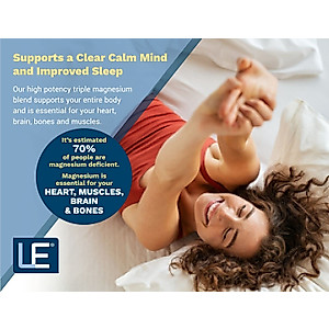 Magnesium Triple Complex Supplement: with Glycinate, Malate, and Citrate. Enhance Sleep and Brain Function Naturally. 90 Capsules