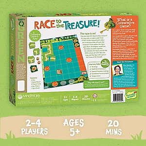 Peaceable Kingdom Race to the Treasure! Cooperative Path Building Game for 2 to 4 Kids Ages 5+