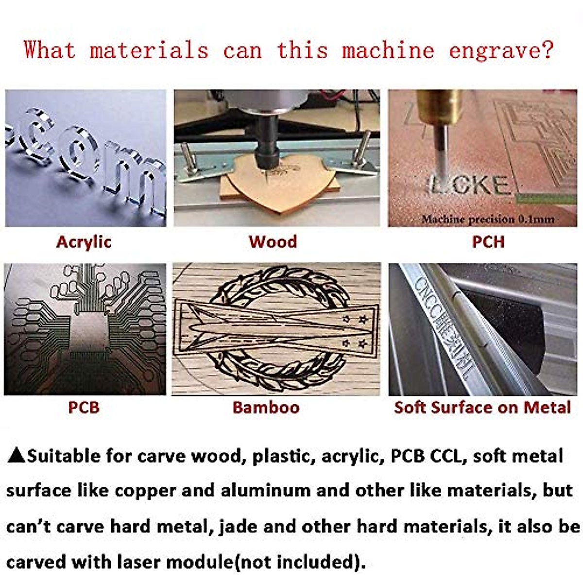 2 in 1 5500mW Engraver CNC 3018 Pro Engraving Machine, GRBLControl PCB PVC Wood Router CNC 3 Axis Milling Machine with Offline Controller and ER11 and 5mm Extension Rod