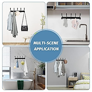 Wall Mount Coat Rack with 5 Black Hooks , 2 Pack 16’’ Stainless Steel Heavy Duty Wall Coat Rack for Hanging for Jackets Towels Hats Scarves Bags Wall Coat Hanger for Entryway Bathroom Bedroom (Black)