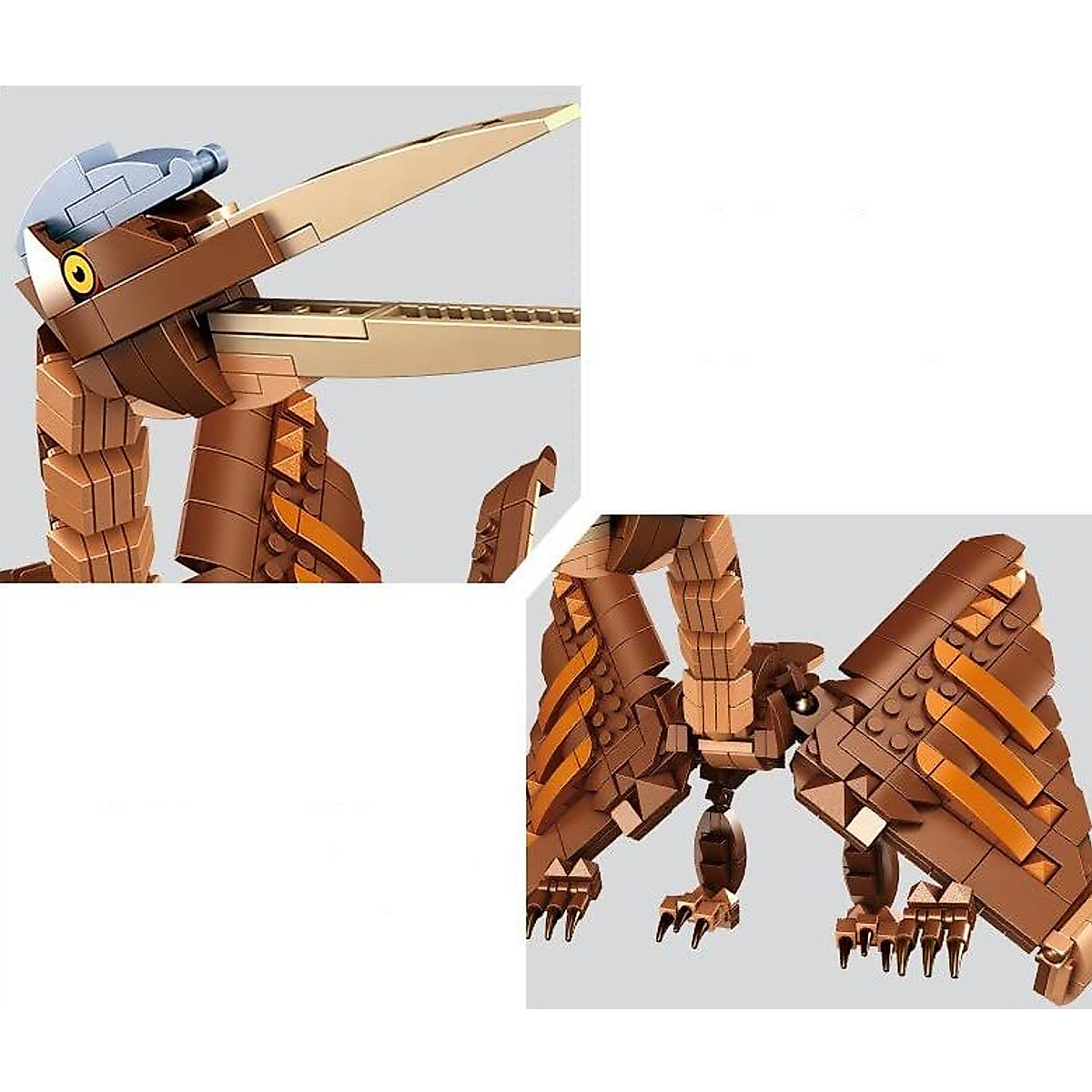 General Jim's Dinosaur Set Pterodactyl and Fossil with Display Stand 2 in 1 Posable Building Blocks Toy Bricks Set - for Teens and Adults