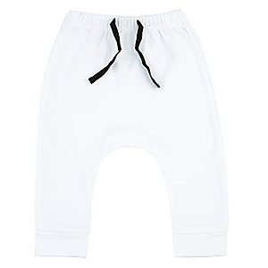 SOBOWO Newborn Baby Boy Girl 3-Pack Joggers Infant Baby Cotton Harem Pants for Toddler Boys Girls Interlock 195 GSM (0-3 Months, Black/White/Grey)