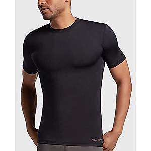 Tommie Copper Men’s Core Compression Short Sleeve Crew Neck Shirt | UPF 50, Breathable Base Layer for Sports, Gym & Support - Black - Large