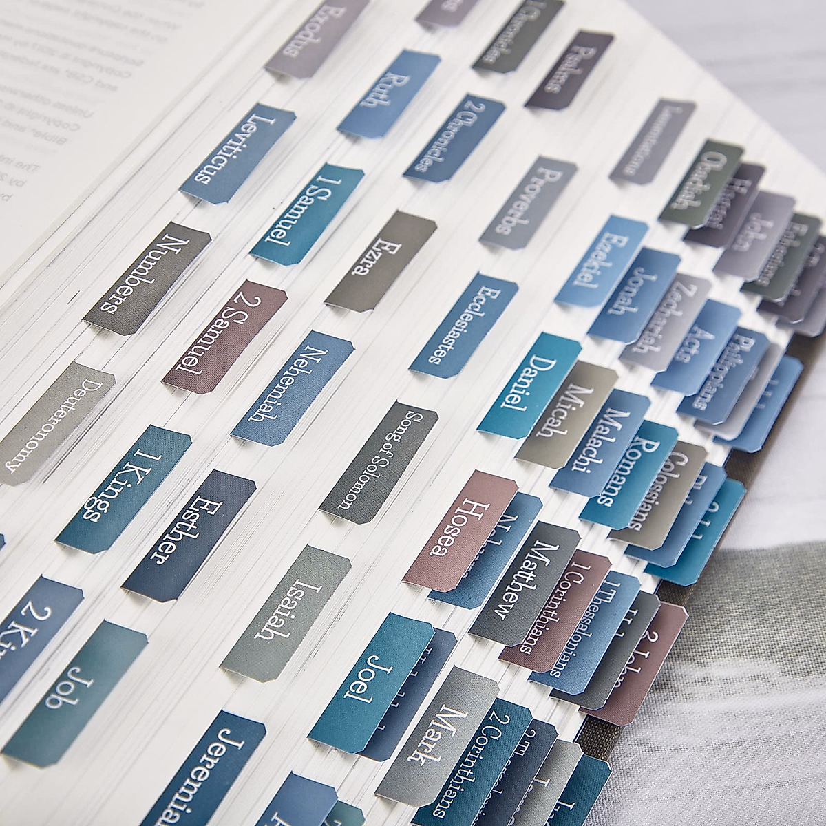 Earthy Blue Bible Tabs for Women and Men, Large Print Laminated Bible Tabs, Easy to Read, Easy to Apply, Bible Journaling Tabs