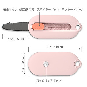 Safe-X Box Cutter Retractable Cute Mini Replaceable Blade Cardboard Cutter Safety Box Opener Tool Perfect for DIY,Work (pink)