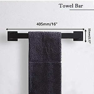 5-Pieces Matte Black Bathroom Hardware Accessories Set, SUS304 Stainless Steel Bath Towel Bar Set, Towel Racks for Bathroom Wall Mounted.