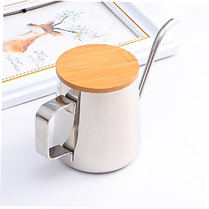 LABRIMP Goose Neck Teapot Kettle Espresso Long Neck Kettle Juice Jug Dispenser Small Coffee Pitcher Vacuum Coffee Pot Coffee Maker Hand Pour Pot Wooden Stainless Steel