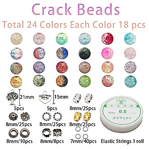 10mm Crackle Glass Beads for Jewelry Making 600pcs Assorted Panited Handcrafted Round Beads for Bracelet Lampwork Smooth Loose Beads Spacer Necklace Earring & DIY Crafts Beads Supplies