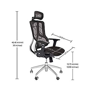 CangLong Executive Chair with 2D Adjustable Headrest, Ergonomic Office Chair with Mesh Seat and High Back, Desk Chair with 3D Armrest, Multifunction for Relaxation, BIFMA Certification No 5.1, Black