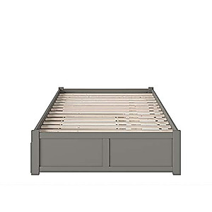AFI Concord Queen Platform Bed with Footboard and Twin Extra Long Trundle in Grey