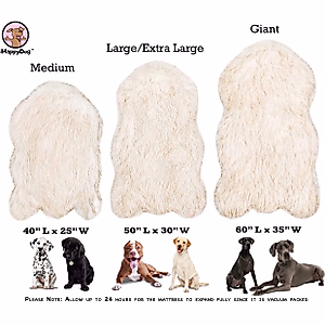 IHAPPYDOG Luxury Faux Fur Orthopedic Dog Bed, Memory Foam Dog Bed​ for​ Small, Medium, Large and XL Pets, Fluffy Pet Rug with Waterproof ​and ​Washable Cover, White, Medium 40x25”