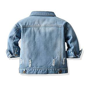 Baby Boys Girls Denim Jacket Kids Toddler Button Down Jeans Jacket Top(Light Blue, 120/4-5T)