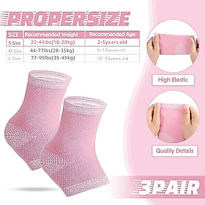 Tarpop 3 Pair Ankle Compression Sleeves for Kids Ankle Brace Compression Sleeves Foot Arch Support Sleeve Sock for Girls Ankle Sports Running Dance Fitness Gymnastics (Pink, Medium)