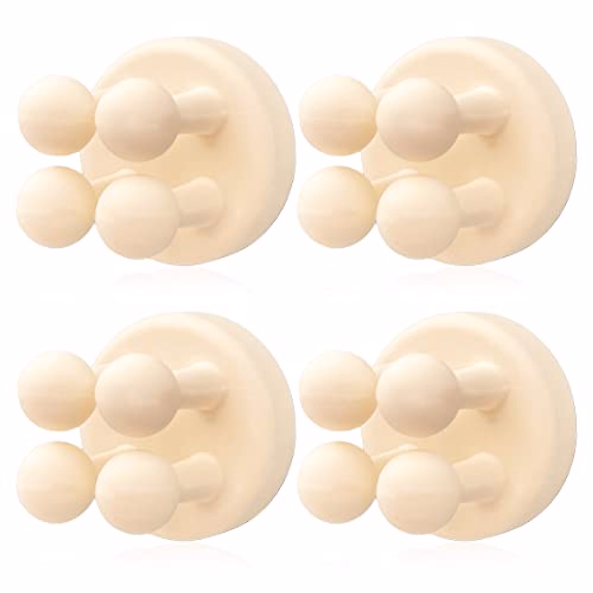 HuJiao-Zi 4 Pieces Silicone Hooks, Reusable Seamless Utility Hook, Towel Key Hooks Self Adhesive Holders for Hanging Kitchen Bathroom Home Office(White)