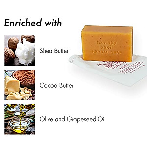 Greenwich Bay Trading Set of 2 Herbal Soaps Tomato Basil and Vanilla Bourbon- 6.4 Oz Bars Wrapped in Drawstring Cloth Sacks-Enriched with Shea Butter, Virgin Olive Oil and Fresh Botanical Scents
