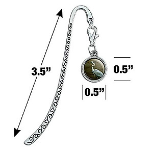 Great Blue Heron Metal Bookmark Page Marker with Charm