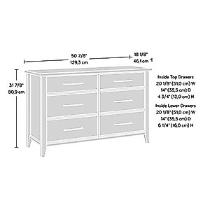 Sauder Summit Station Dresser, L: 50.91" x W: 18.15" x H: 31.85", Laurel Oak Finish
