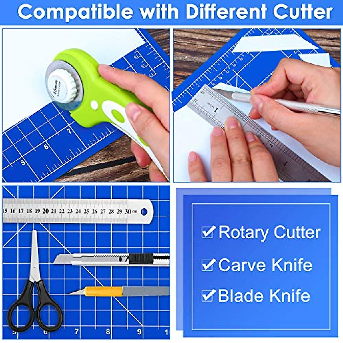 12" x 9" Rotary Cutting Mat, Caffox A4 Cutting Mat Self Healing Sewing Mat for Crafts Double-Side Cutting Board for Fabric, Hobby Quilting, Clay, Model and Scrapbookin