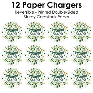 Big Dot of Happiness Family Tree Reunion - Family Gathering Party Round Table Decorations - Paper Chargers - Place Setting For 12