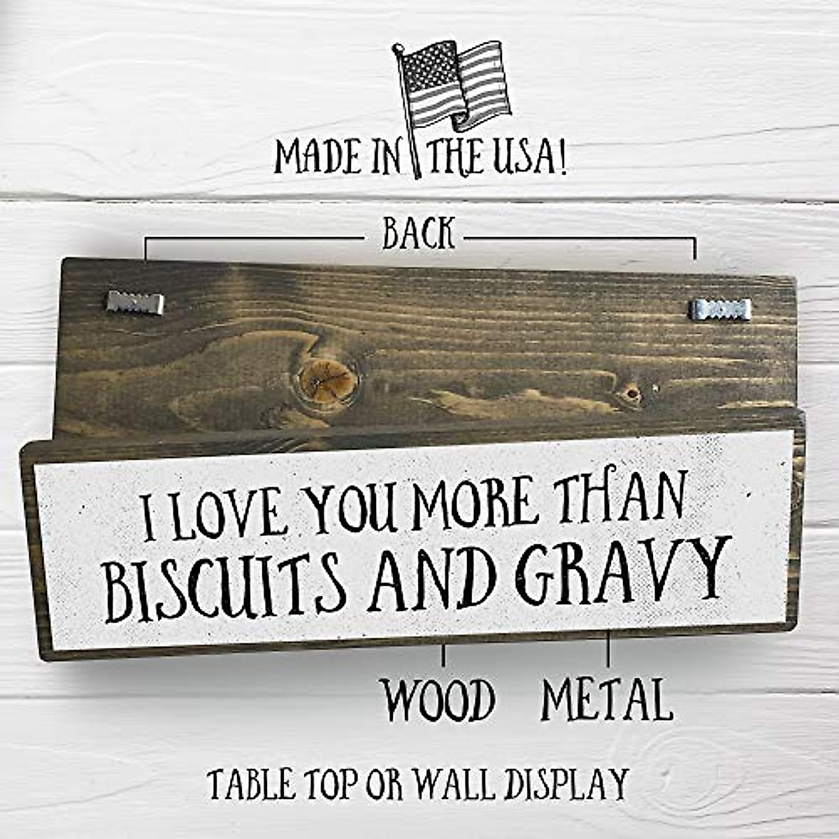 ANVEVO I Love You More Than Biscuits and Gravy - Southern Signs for Home – Southern Sayings Home Decor - Cute Rustic Wall Decor Art - Farmhouse Decorations