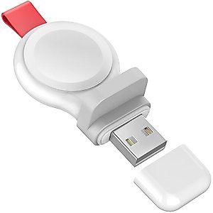 i.VALUX Travel Charger for Apple Watch, Portable Magnetic iWatch Wireless Charger, Cordless USB Fast Charging Compatible with Apple Watch Series 8 7 6 5 4 3 2, 41/45/44/42/40/38mm SE Nike+(White)