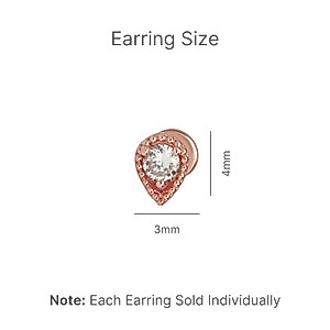 Pear-Shaped Diamond Cartilage Stud Earring 14k Solid White Gold Helix Conch Tragus Upper Ear Piercings (0.05cttw, Color G-H, Clarity SI1-SI2) Internally Threaded Labret Flat Back