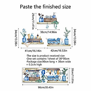 Blue Towel Shelf Wall Stickers, sacinora Cosmetic Brush Organizer DIY Wall Decals Removable Vinyl Peel and Stick for Boys Man Bathroom Restroom Toilet Art Home Decoration