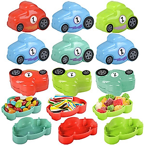 ArtCreativity Race Car Plastic Easter Eggs for Kids, Set of 12, Easter Eggs in Colorful Toy Car Designs, Detachable Halves for Easy Filling, Great as Easter Egg Hunt Supplies and Party Favors