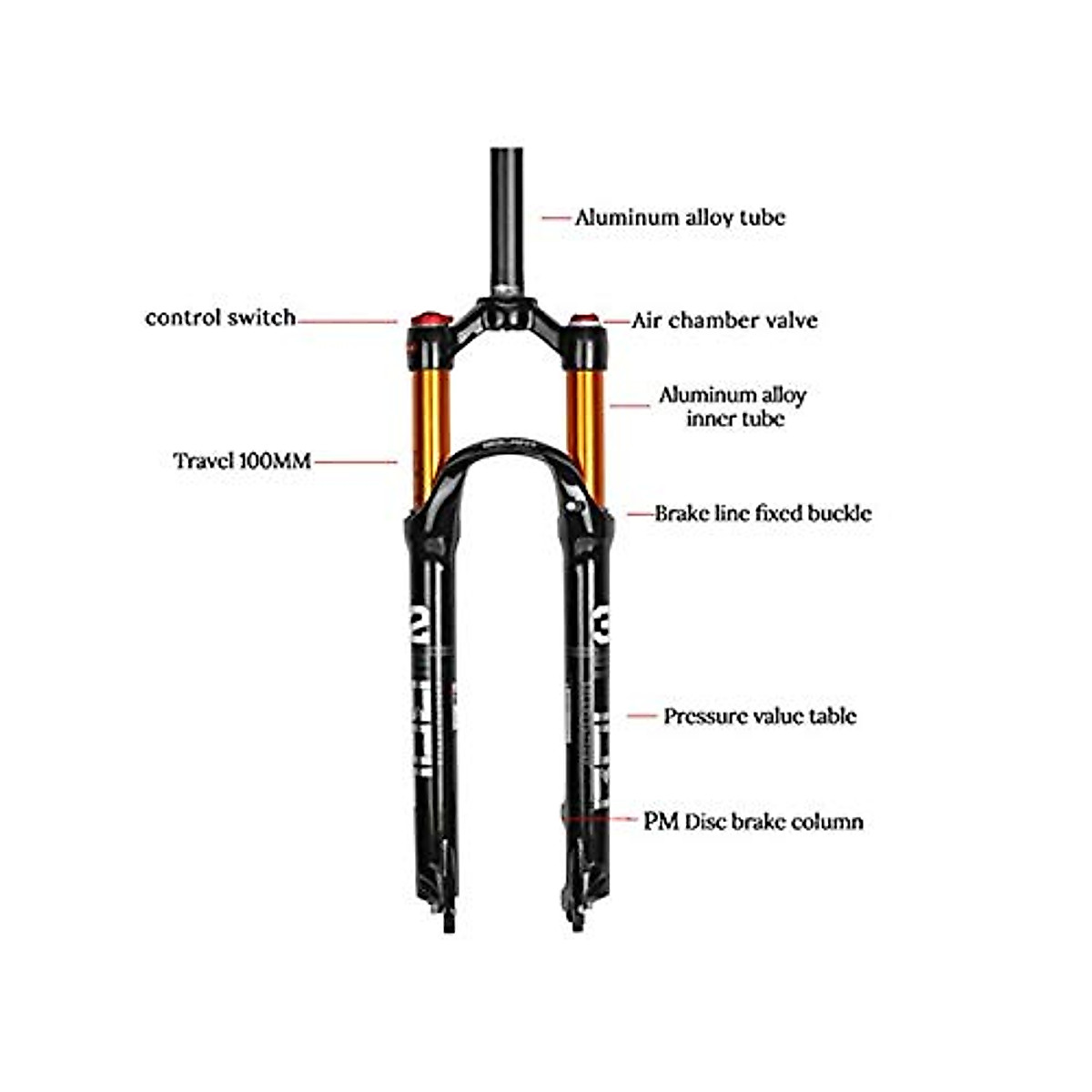 ZTZ 26/27.5/29 inch MTB Air Suspension Fork,120mm Travel, 1 1/8 Straight Tube, QR 9mm*100mm, Manual/Remote Lockout, Ultralight Front Fork for XC/AM Mountain Bike (Manual Lock, 29")