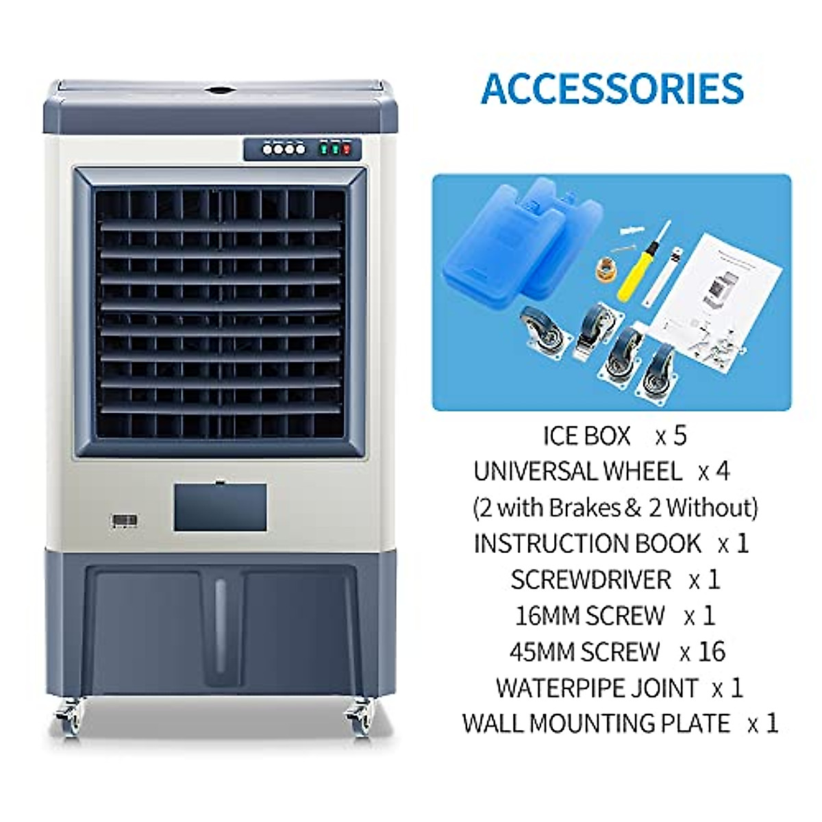 Uthfy 51" Evaporative Air Cooler with 3 Speeds, 8979 CFM Swamp Cooler with 110° Oscillation, Air Conditioner with 36 Gallon Tank, Evaporative Cooler with 5 Ice Packs, Beige (HY-60AI)