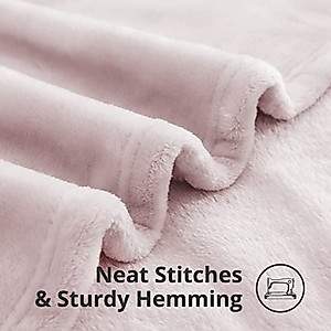 Amazon Brand - Pinzon Fleece Blanket Twin Blanket Navy Blue - 320GSM Soft Lightweight Plush Cozy Twin Blankets for Bed, Sofa, Couch, Travel, Camping, 60x80 inches, Light Pink