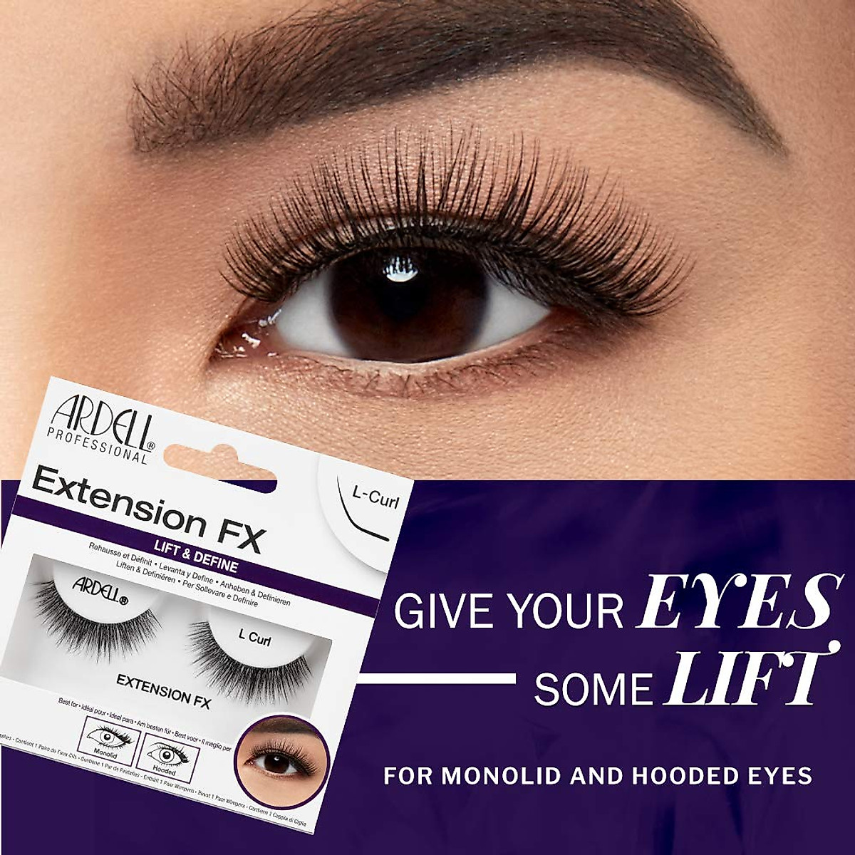 Ardell Extension FX L Curl False Eye Lashes to Lift & Define Eyes, 4 pack