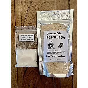 Premium Roach/Cricket Chow and Water Crystal Combos by Five-Star Feeders (1/2 lb. Roach Chow and 1 oz. Water Crystals)