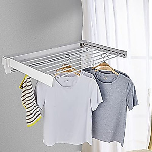 Delysia King Clothes Laundry Drying Rack，Collapsible Wall Mounted Hanger|7 Drying Rods (White)