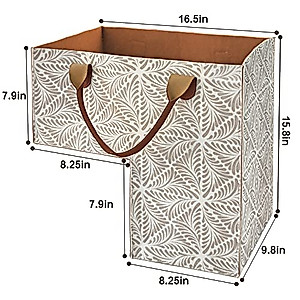 MIXNUS Stair Basket with Handles Felt Staircase Baskets for Carpeted and Wooden Stairsteps Stair Storage Organizer for Laundry Home and Office Decor, Beige