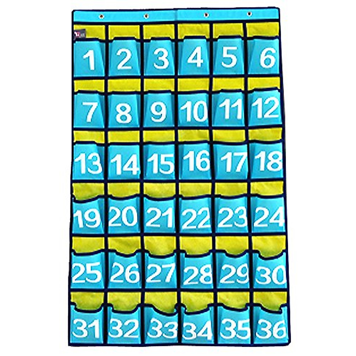 Cell Phone Holder Classroom Calculator Pocket Organizer 36 Numbered Pockets, Blue