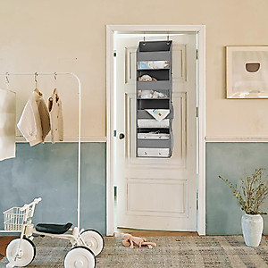 GRANNY SAYS 4-Shelf Over Door Hanging Organizer, Wall Mount Back of Door Hanging Organizers, Large Capacity Storage with Clear Window for Kids Toys, Diapers, Cosmetics, Gray
