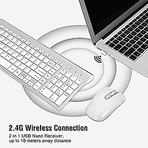 Wireless Keyboard Mouse Combo, RaceGT Energy Saving Silent Ultra-Thin Full Sized Wireless Keyboard and Mouse 3 Level DPI Adjustable Mouse for Computer, Laptop and Desktop