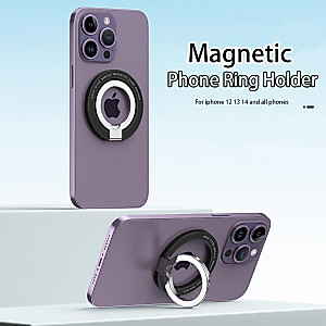 KutumyQC Magnetic Cell Phone Ring for MagSafe, Magnetic Phone Grip, Phone Ring Holder, Phone Ring with Adjustable Kickstand for iPhone 14/13/12(Plus,Mini,Pro, Pro Max), Smartphone Accessories